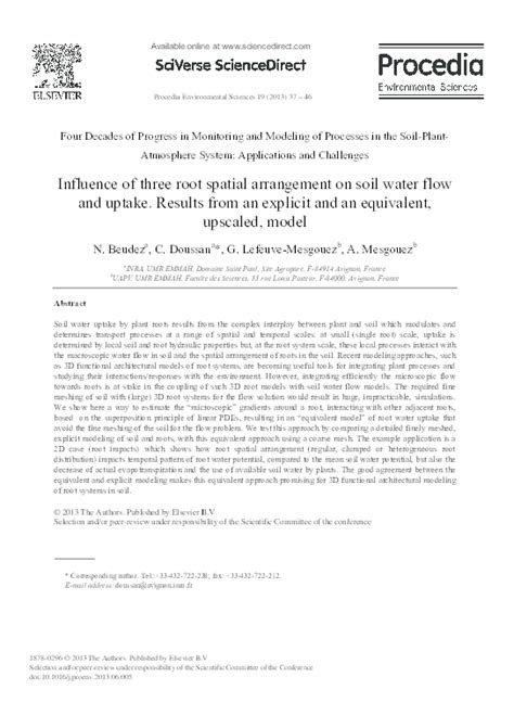 Pdf Comparing Four Different Modeling Approaches For Predicting Root Water Uptake Marius