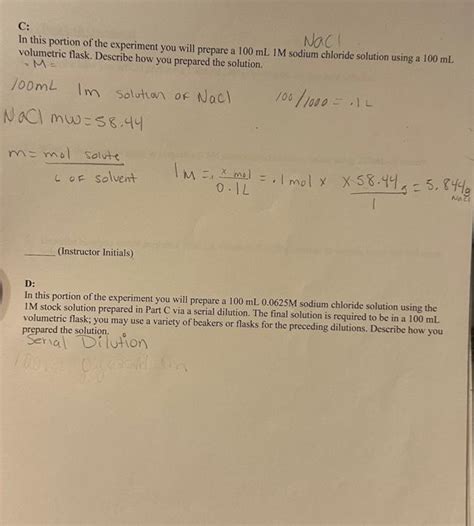 Solved C In This Portion Of The Experiment You Will Prepare Chegg Com