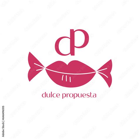 Logotipo De Unos Labios En Forma De Caramelo Envuelto Color Rosado Dulce Propuesta Ideal Para