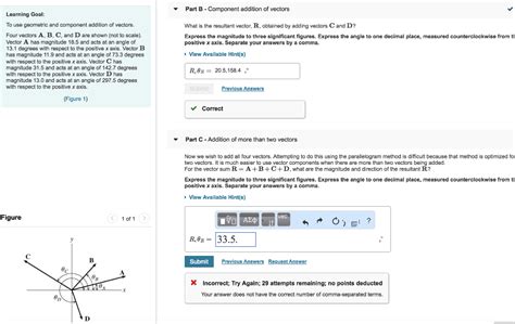 Solved Part B Component Addition Of Vectors Learning Goal To Chegg