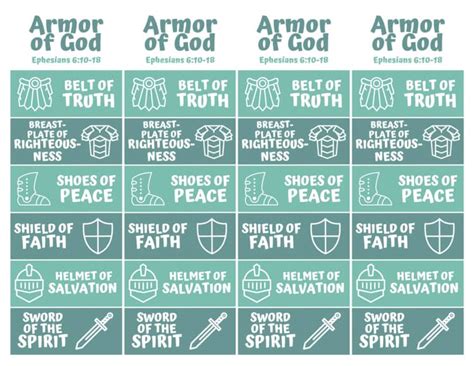 Armor Of God Printable Bookmarks By Badger And Peach Tpt