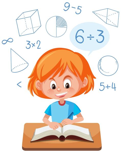 Niña Aprendiendo Matemáticas Con Símbolo E Icono De Matemáticas
