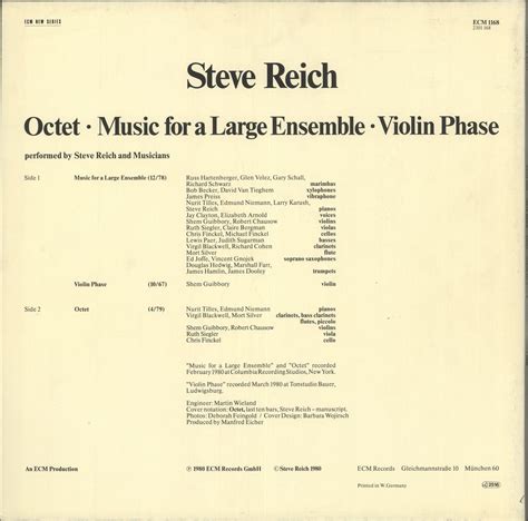 Steve Reich Octet • Music For A Large Ensemble • Violin Phase German V