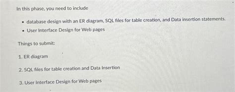Solved Create A Database Design With An Er Diagram Of A