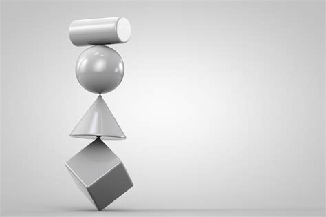 Premium Photo Unreliable Wobbly Construction Geometric Shapes Balancing On Top Of Each Other