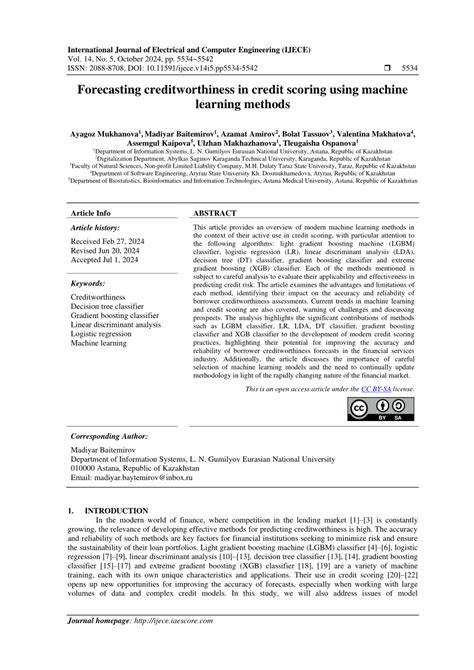 Pdf Forecasting Creditworthiness In Credit Scoring Using Machine Learning Methods