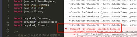 Uncaught In Promise Canceled Issue Microsoft Monaco Editor GitHub