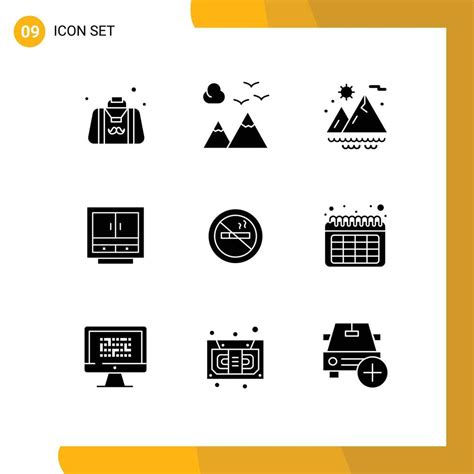 User Interface Pack Of 9 Basic Solid Glyphs Of Office Files Travel Drawer Cabinet Editable