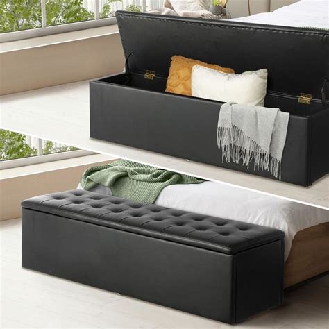 Oikiture 140 Cm Storage Ottoman Blanket Box Foot Stool Bench Chest Toy
