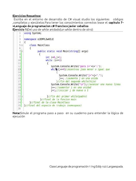 ejercicios c sharp bueno pdf pdf lenguaje de programación c sharp