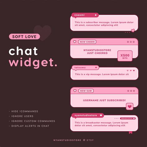 Soft Love Custom Chat Widget Simple Minimal Cute Valentines Day Alerts