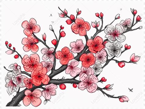 손으로 그린 벚꽃 Png 일러스트 무료 다운로드 Lovepik