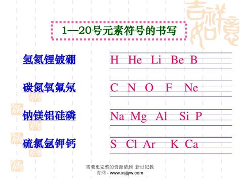 1—20号元素符号的书写word文档在线阅读与下载无忧文档