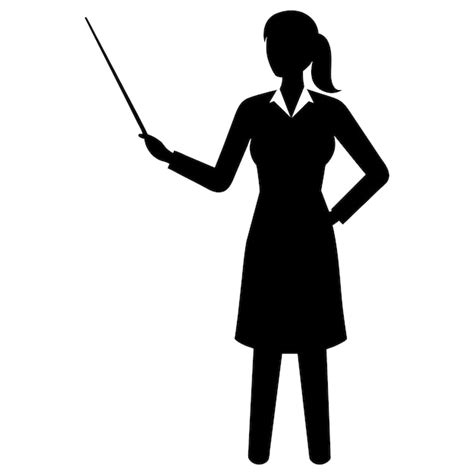 A Silhouette Of A Woman Holding A Pointer With A Long Black Arrow