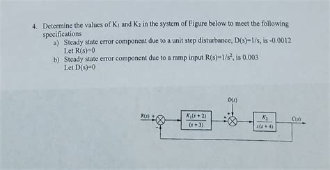 solved determine the values of k1 ﻿and k2 ﻿in the system of