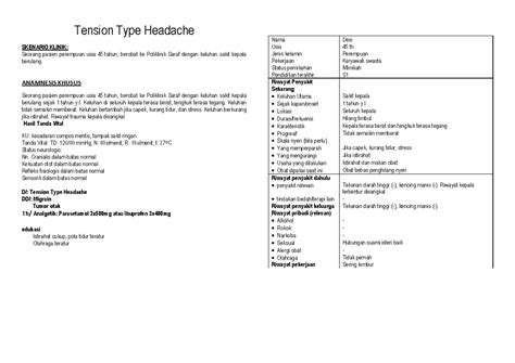 Rangkuman Materi Osce Buat Osce Tension Type Headache Skenario Klinik Seorang Pasien