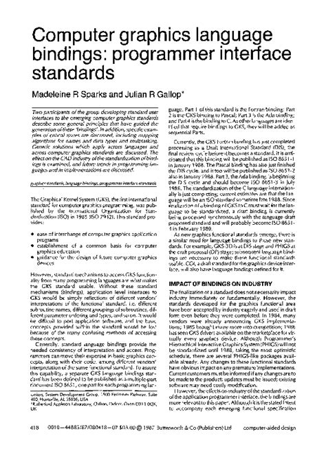 Pdf Computer Graphics Language Bindings Programmer Interface Standards