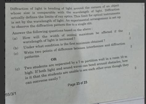 Diffraction Of Light Is Bending Of Light Around The Corners Of An Object