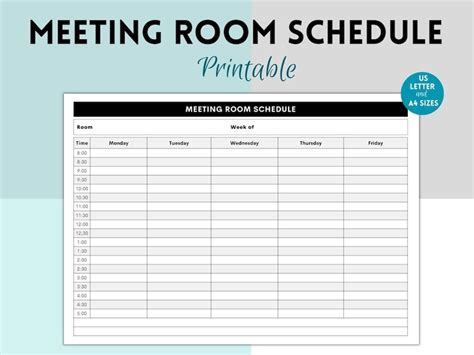 Meeting Room Schedule Room Reservation Template Conference Room