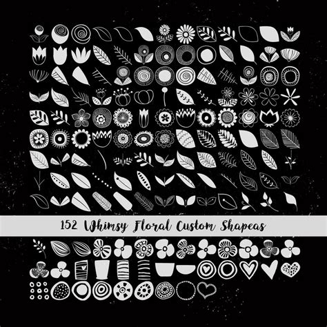 whimsy floral custom shapes photoshop custom shapes