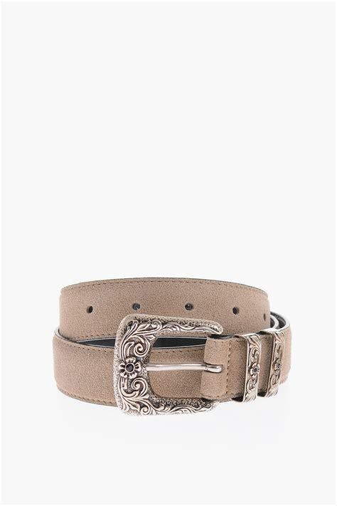 Amiri Suede Belt With Engraved Buckle Men Glamood Outlet