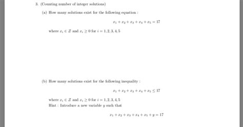 Solved Counting Number Of Integer Solutions A How Chegg