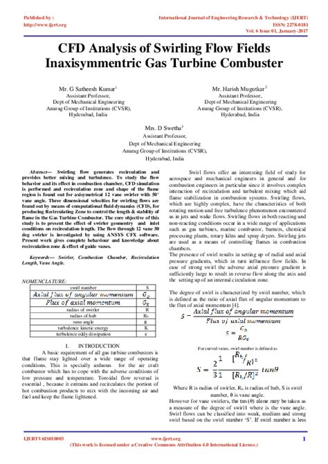 Pdf Cfd Analysis Of Swirling Flow Fields Inaxisymmentric Gas Turbine Combuster