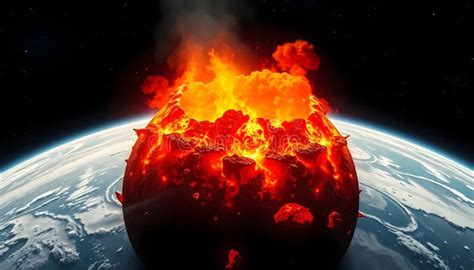 A Concept Of Planet Earth Exploding And Visible From Space Generated By Ai Stock Illustration