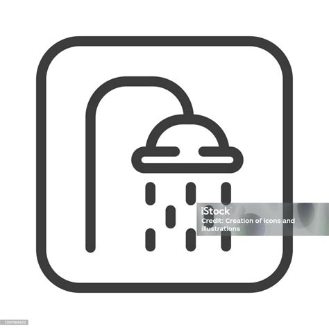 샤워 블랙 라인 아이콘입니다 공용 탐색 웹 페이지 모바일 앱 프로모션에 대한 픽토그램 Ui Ux Gui 디자인 요소입니다 편집