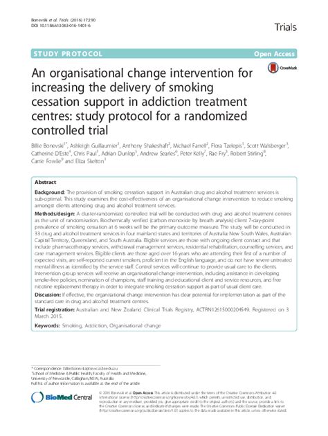 Pdf Enhancing Smoking Cessation In Rehab Centres