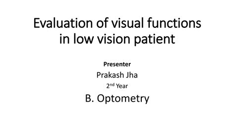 Visual Function In Lv Patients Pptx