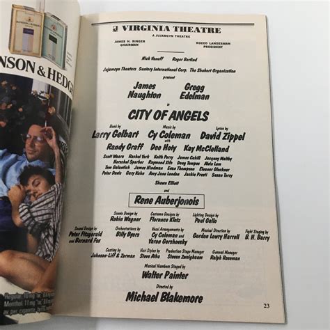 1990 Playbill City Of Angels Vintage Collectible