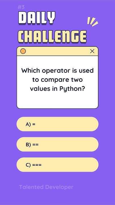 Which Operator Compares Two Values In Python 🤔 Shorts Python Trending Youtube