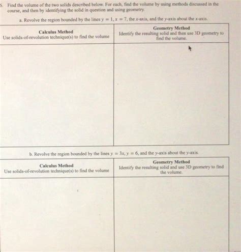 Solved Find The Volume Of The Two Solids Described Below Chegg Com