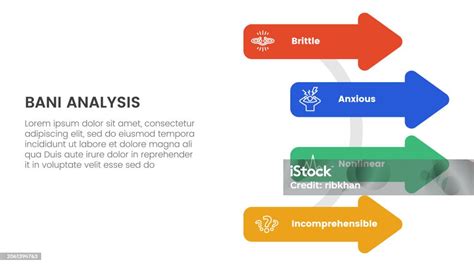 Bani World Framework 인포 그래픽 슬라이드 프리젠 테이션을위한 원 라인에 화살표 모양이있는 4 포인트 스테이지 템플릿 걱정하는에 대한 스톡 벡터 아트 및