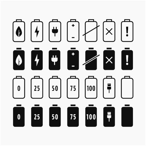 Battery Icon Set Flat Design Suitable For User Interface Design And
