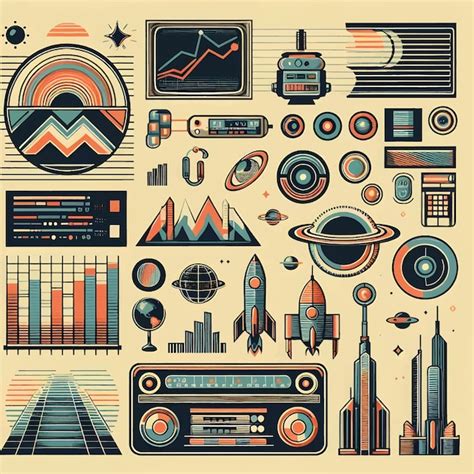 Retro Futuristic Elements Vector Design Premium Ai Generated Vector