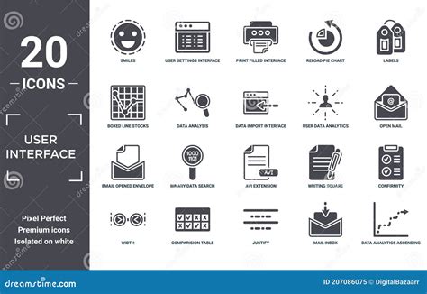terface icon set stock vector illustration of analytics 207086075