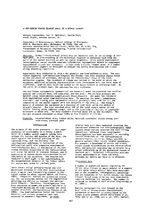 Pdf A Non Linear Finite Element Model Of A Spinal Segment Joel Myklebust