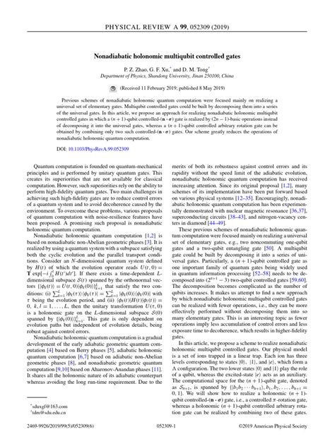 Nonadiabatic Holonomic Multiqubit Controlled Gates Pdf