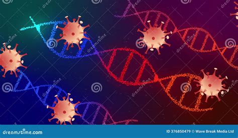 Dna Helix Floating In Liquid Wiht Glowing Light Particle Dna Strand Chromosome Biotechnology