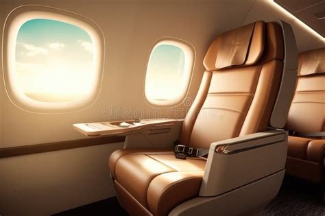 Airplane First Class Interior View Ai Generated Stock Illustration