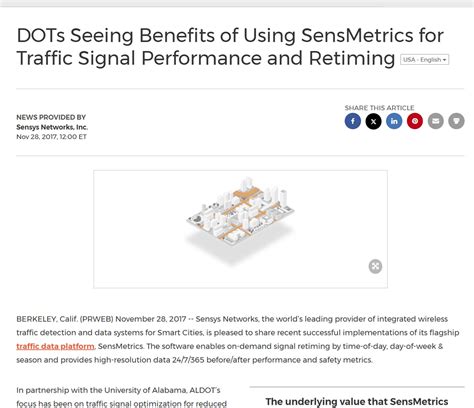 Dots Seeing Benefits Of Using Sensmetrics For Traffic Signal