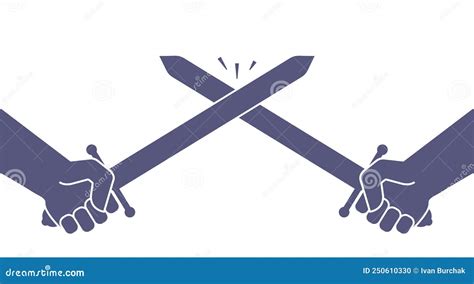Sword Fight Crossed Swords In The Hands Of Opponents Flat Vector