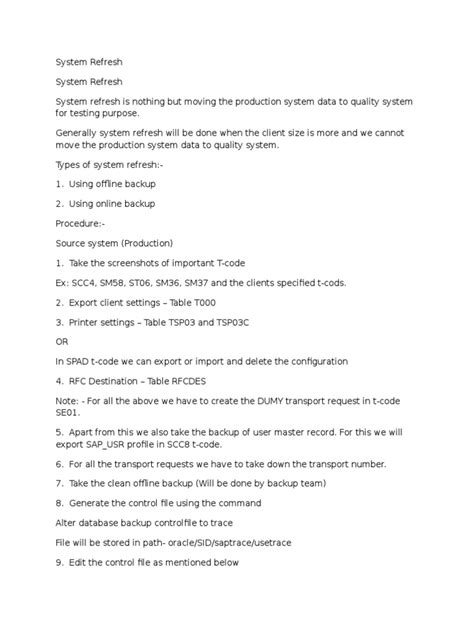 System Refresh Pdf Oracle Database Backup