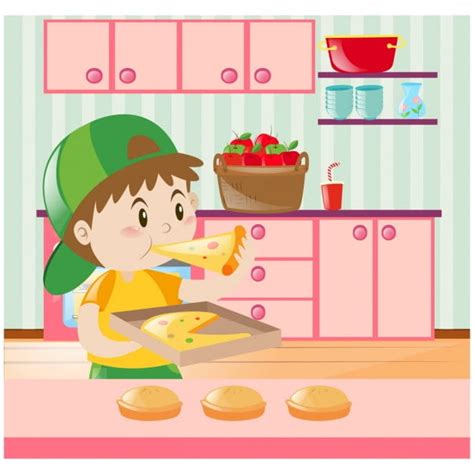 피자 배경 먹는 소년 Eps Uidownload