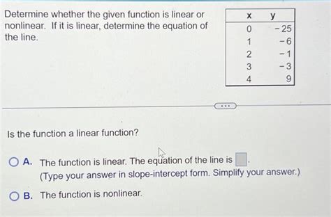 solved determine whether the given function is linear
