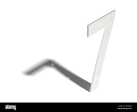Drop Shadow Digit Number Seven 7 3d Render Illustration Isolated On