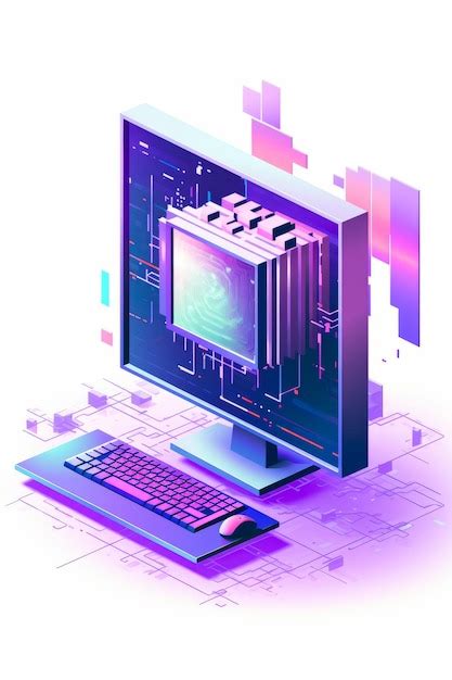 Premium Photo Computer Monitor With Keyboard And Mouse On Desk Generative Ai