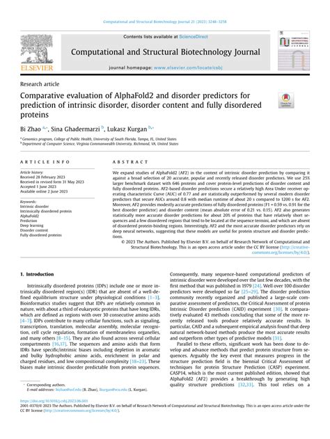 Pdf Comparative Evaluation Of Alphafold2 And Disorder Predictors For
